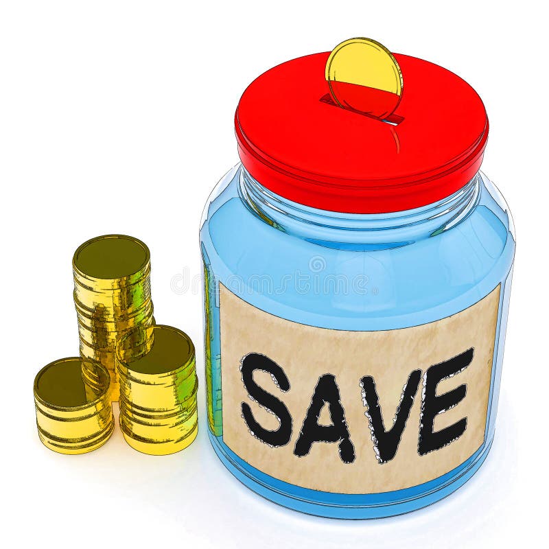 Save Jar Shows Saving or Reserving Money Stock Illustration ...