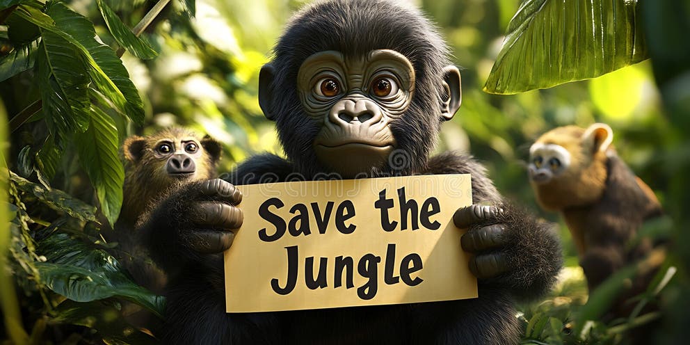 Save the Jungle Chimpanzee Conservation Stock Illustration ...