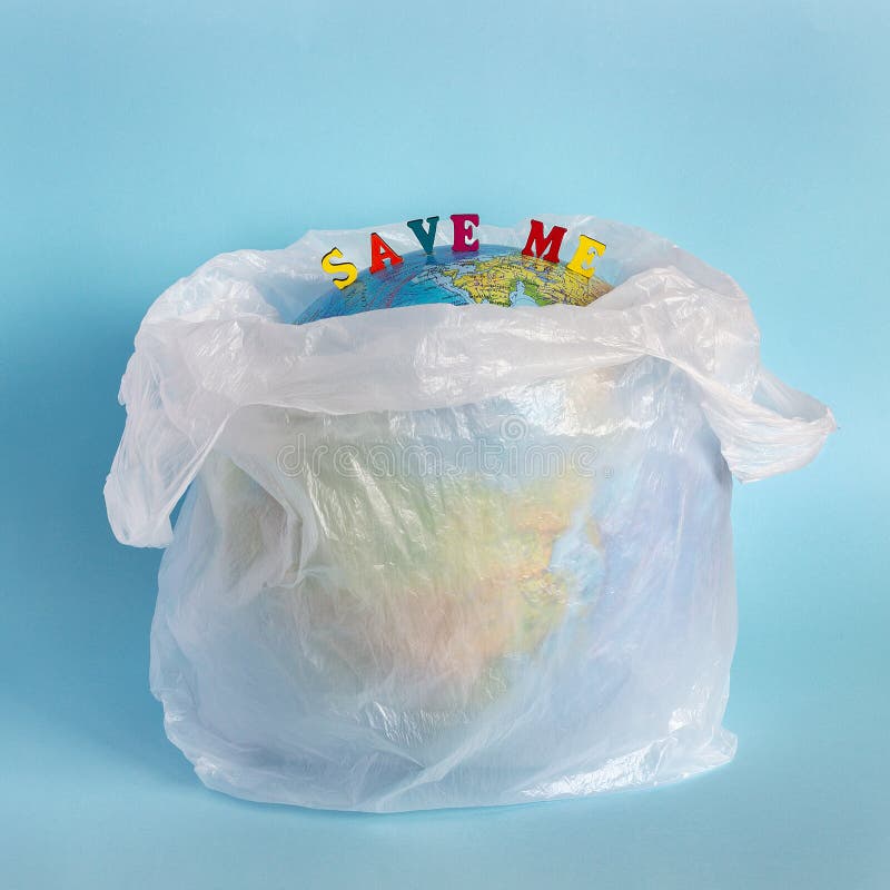 Planet Earth in Polyethylene Plastic Disposable Bag Stock Image - Image ...