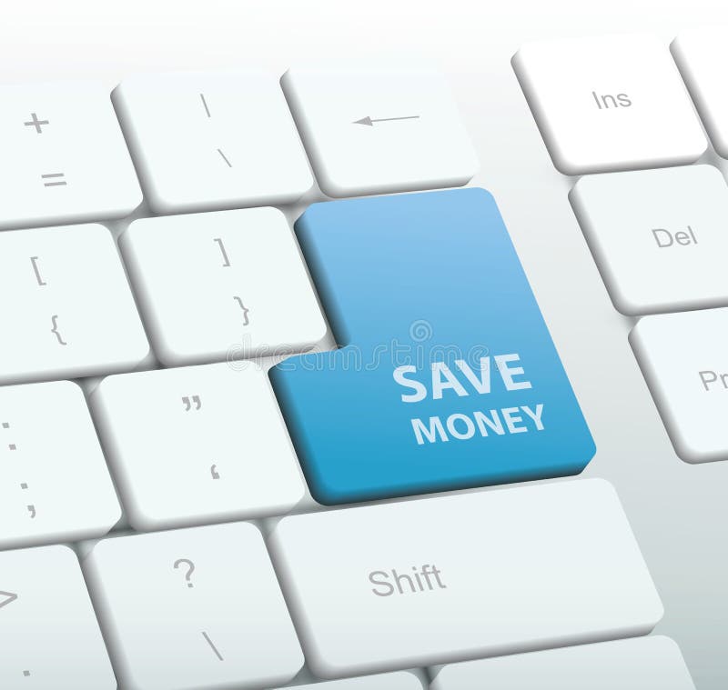 Save Money Blue Button on Computer Keyboard. Vector Illustration Stock ...