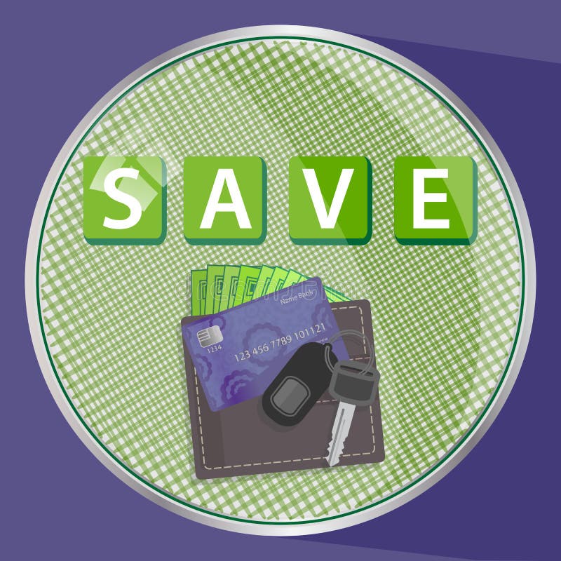 Save money, cards, car stock vector. Illustration of ecommerce - 98757330