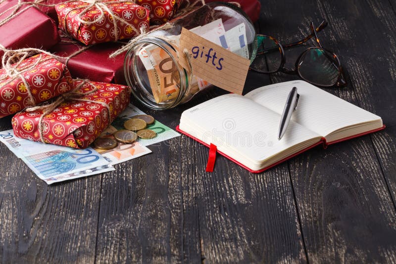 Save Money for Christmas Gift Concept with Glass Jar Stock Image ...