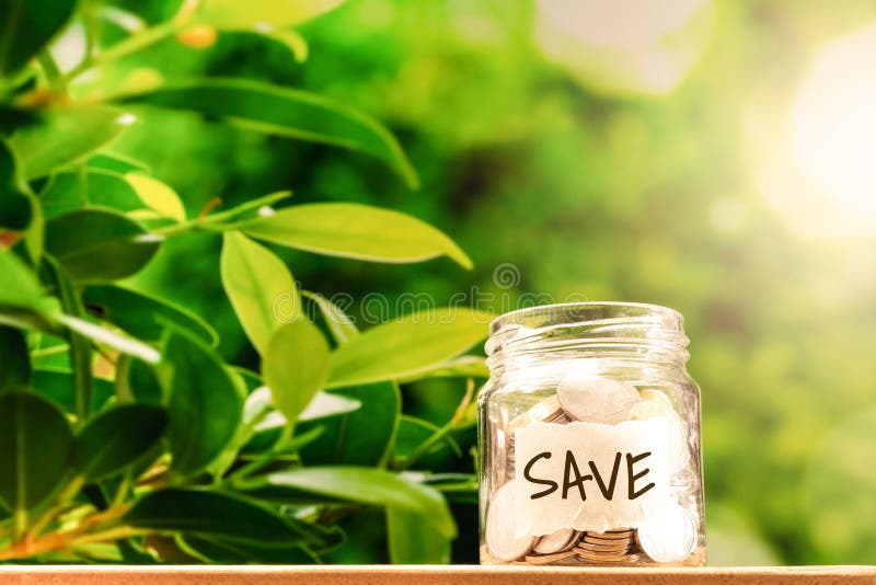 Save Money, Coins in Glass Jar for Money Saving Financial Concept Stock ...