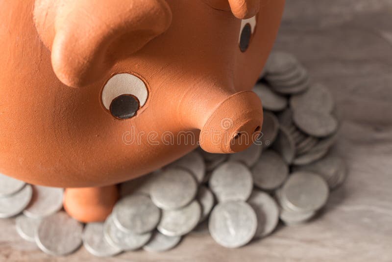 Save Money Concept with Clay Pig Stock Photo - Image of ceramic, table ...