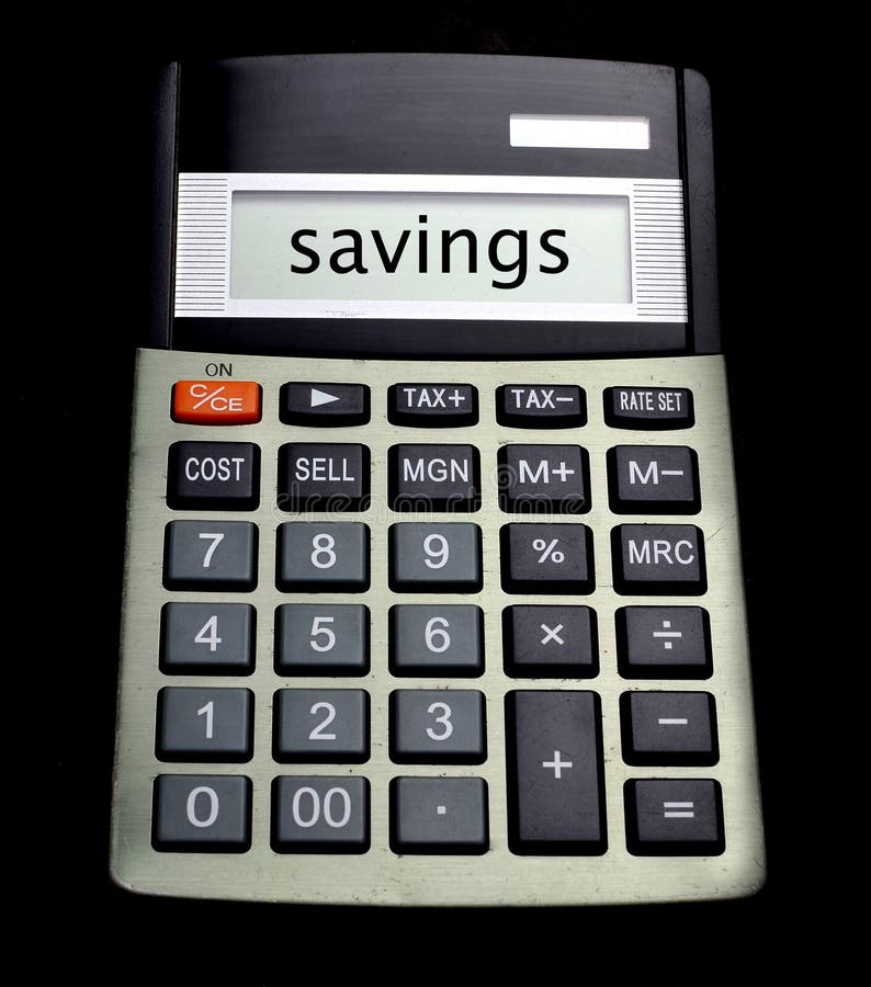 Save Money Concpet with Word Savings on Calculator Stock Photo - Image ...