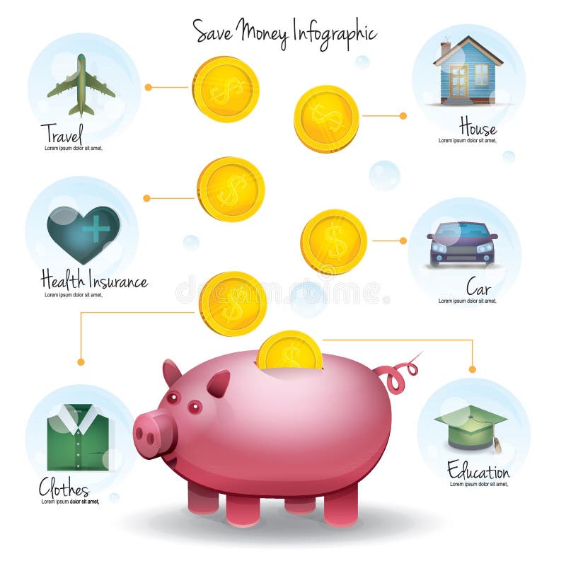 Save Money Infographic. Vector Illustration Decorative Design Stock ...