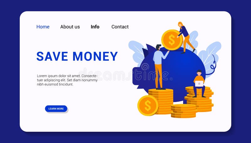 Save Money Landing Page Template Graphic Design Illustration Stock ...
