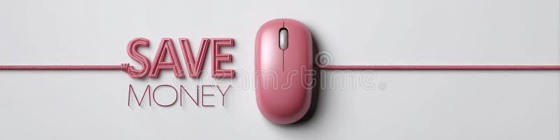Save Money with a Pink Computer Mouse Creatively Placed on a Simple ...