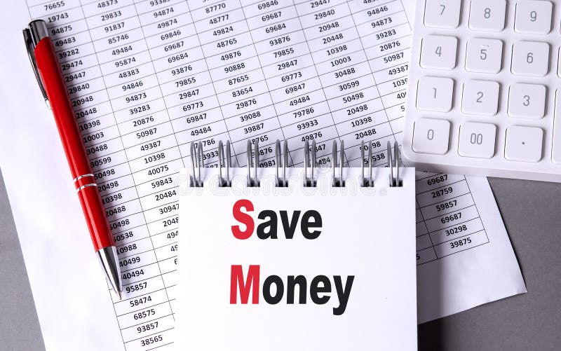 SAVE MONEY Text on Notebook with Chart , Pen and Calculator Stock Photo ...