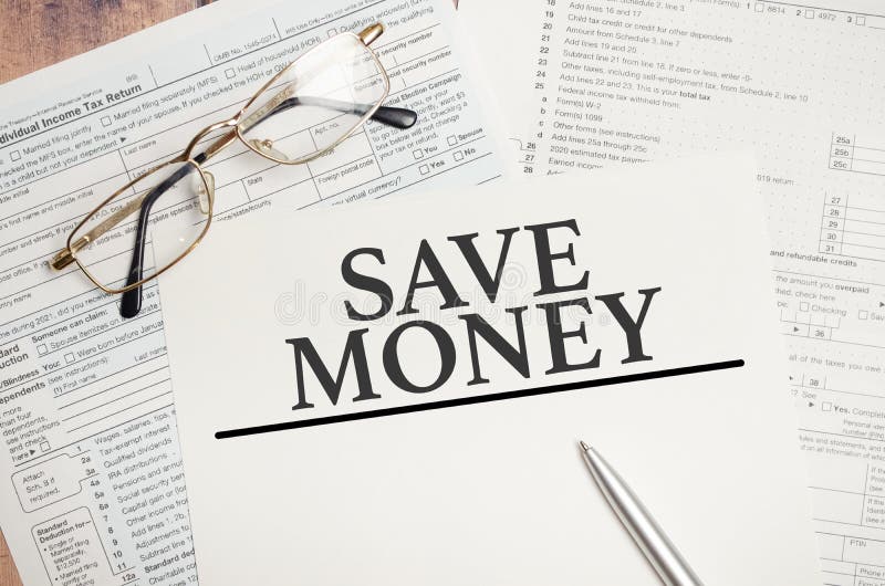 Save Money Words on Paper with Tax Forms Stock Photo - Image of curl ...