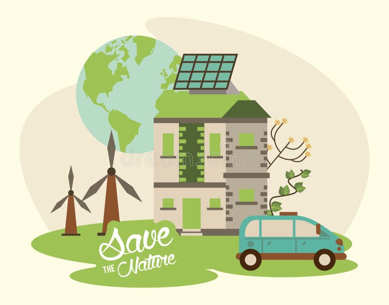 Save the Nature Campaign with Landscape Scene Stock Vector ...