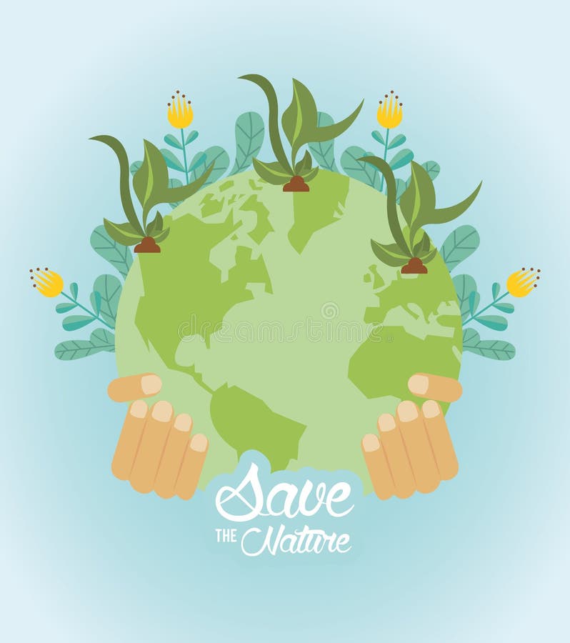 Save the Nature Campaign with World Planet Stock Vector - Illustration ...