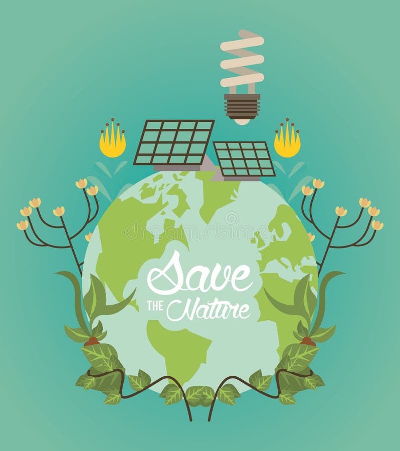 Save the Nature Campaign with World Planet Stock Vector - Illustration ...