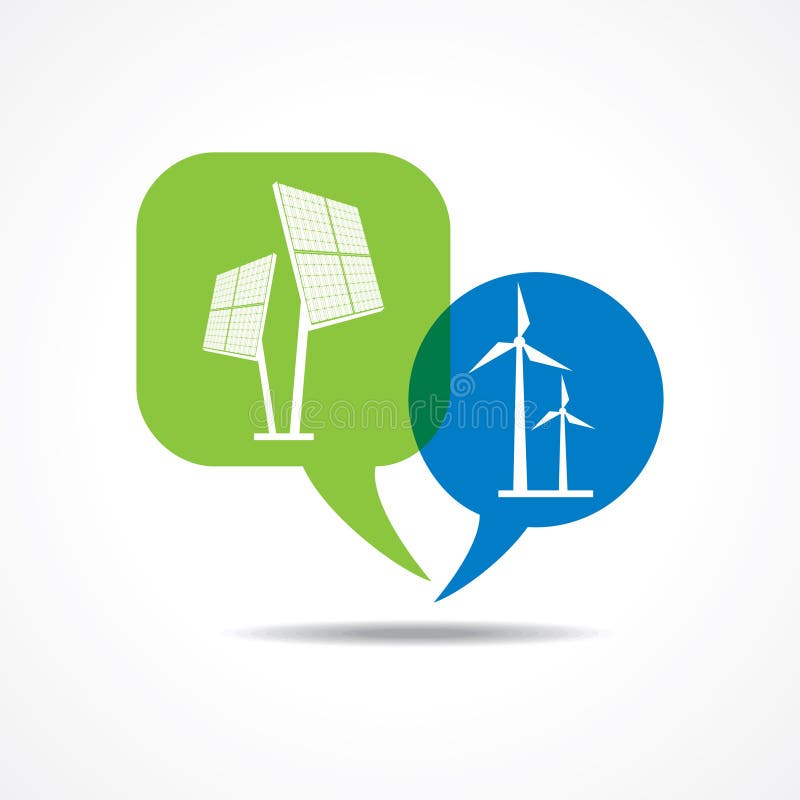 Save Nature Concept with Leaf and WaterdropSolar Panel and Wind-mill in ...