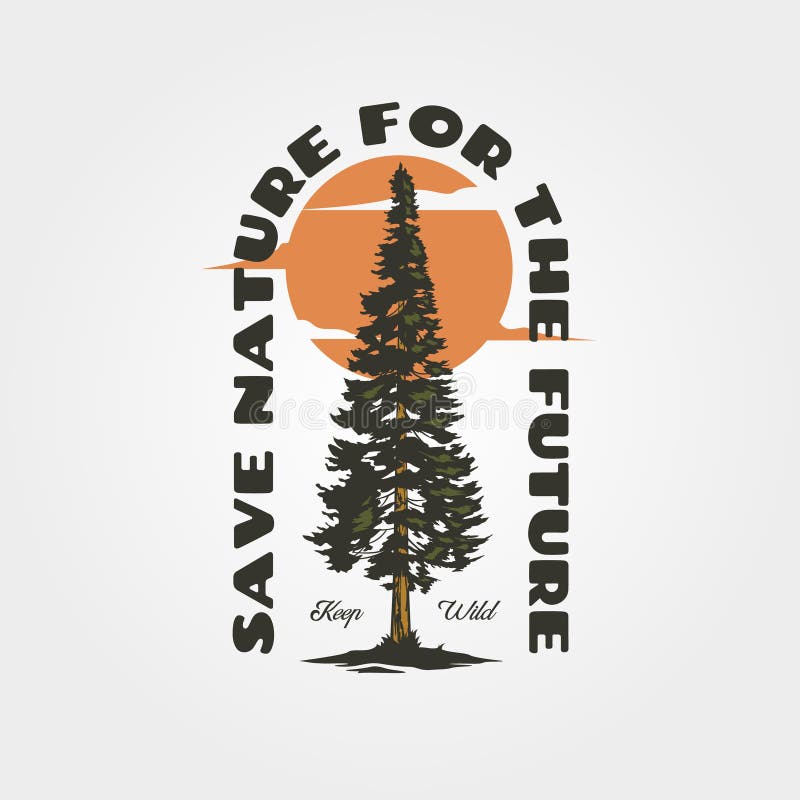 Save Nature for the Future Vintage Logo Vector with Sunset Illustration ...