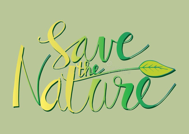 Save the nature lettering stock vector. Illustration of element - 105239062