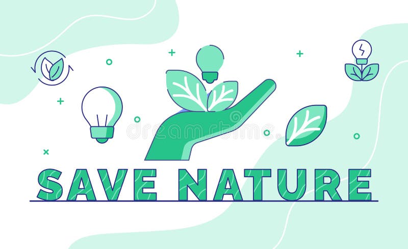 Save Nature Typography Calligraphy Word Art with Outline Style Stock ...