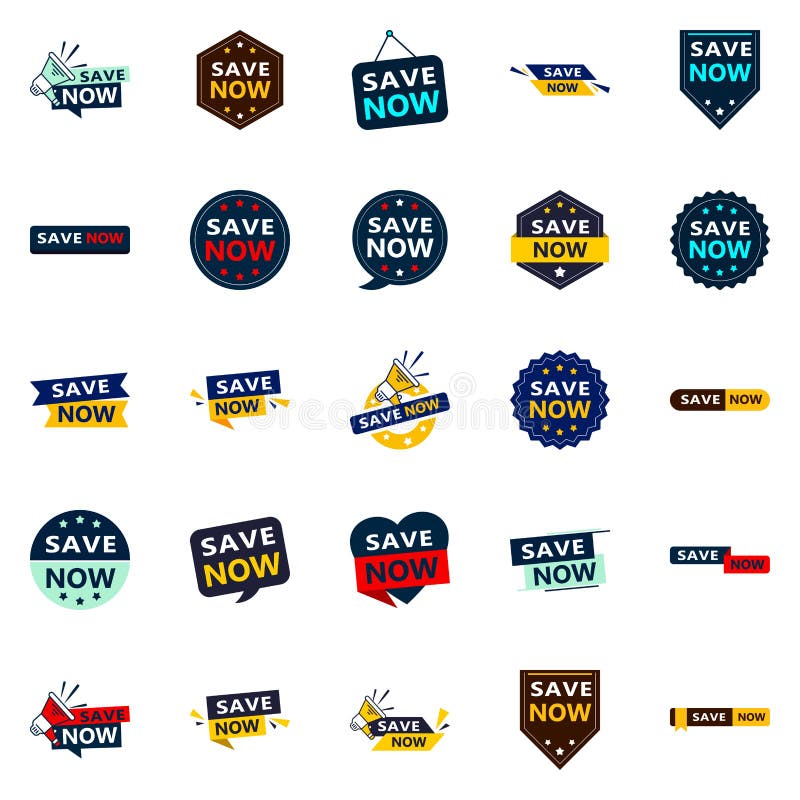 Save Now 25 Eye Catching Typographic Banners for Boosting Savings Stock ...