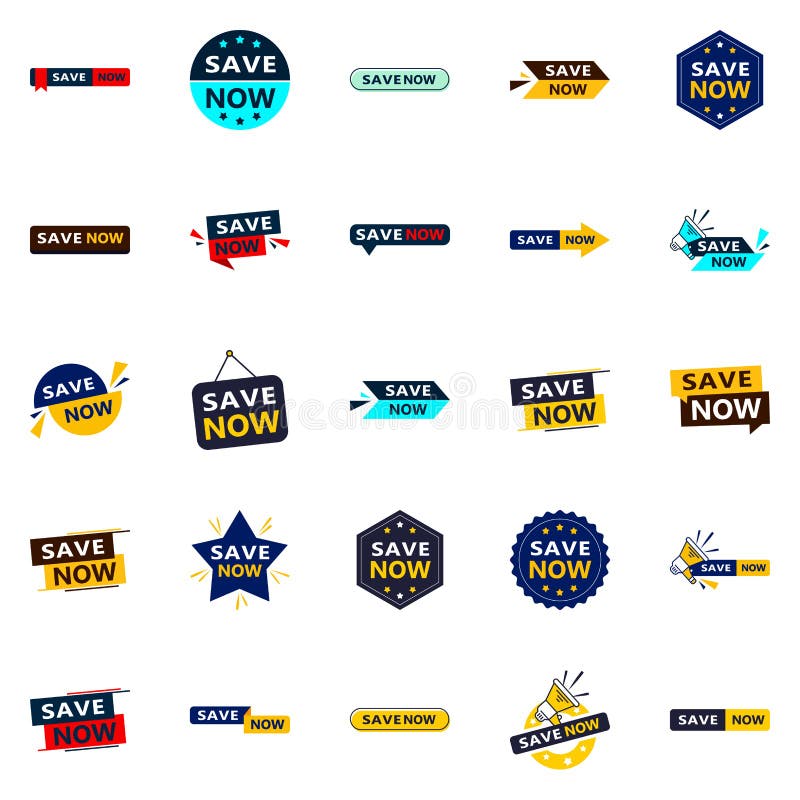 Save Now 25 Eye Catching Typographic Banners for Promoting Saving Stock ...