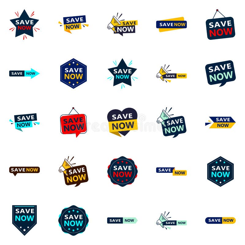 Save Now 25 Eye Catching Typographic Banners for Promoting Saving Stock ...