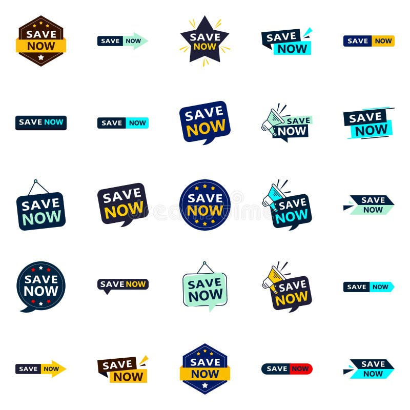 Save Now 25 High Quality Typographic Elements To Drive Savings Stock ...
