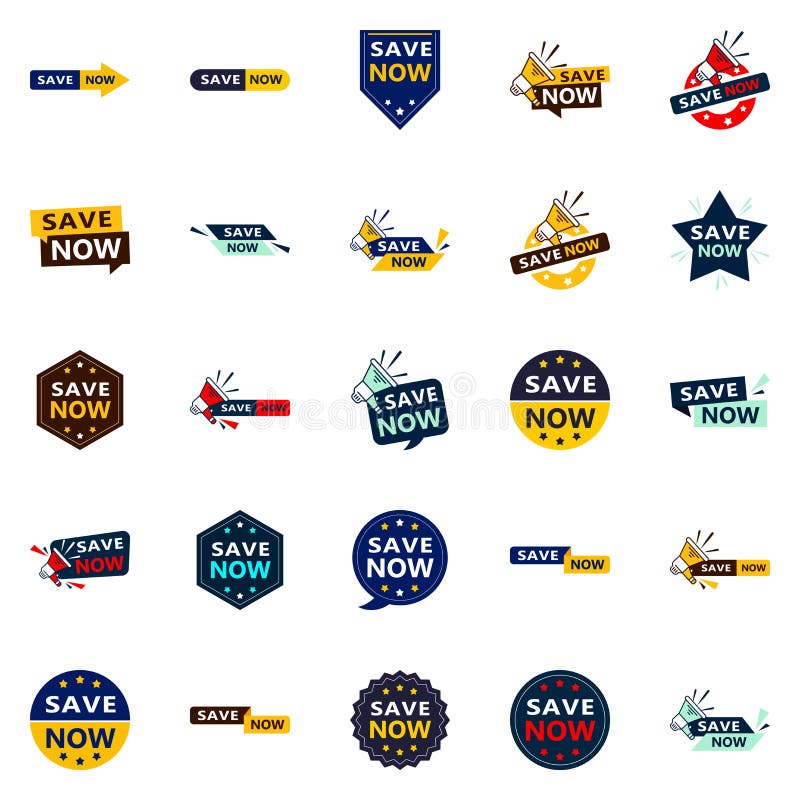 Save Now 25 High Quality Typographic Elements To Drive Savings Stock ...