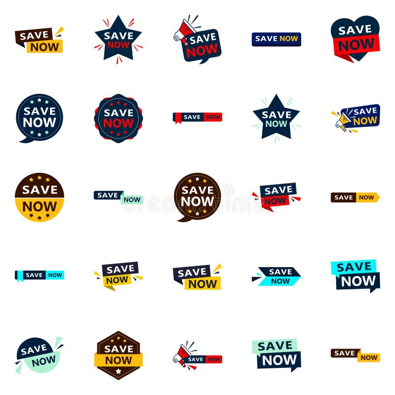 Save Now 25 Modern Typographic Elements To Encourage Saving Stock ...