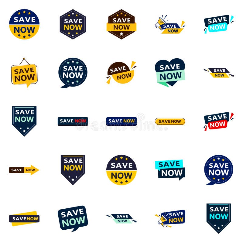 Save Now 25 Modern Typographic Elements To Encourage Saving Stock ...