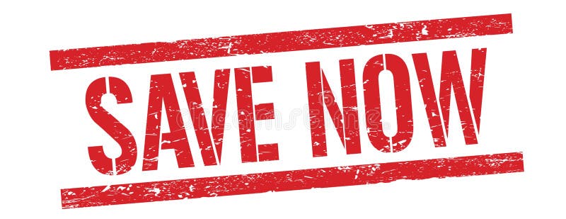 SAVE NOW Text on Red Vintage Lines Stamp Stock Illustration ...