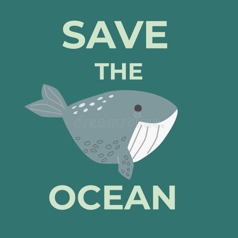 Save the Ocean: Cute Whale Conservation Campaign Stock Illustration ...