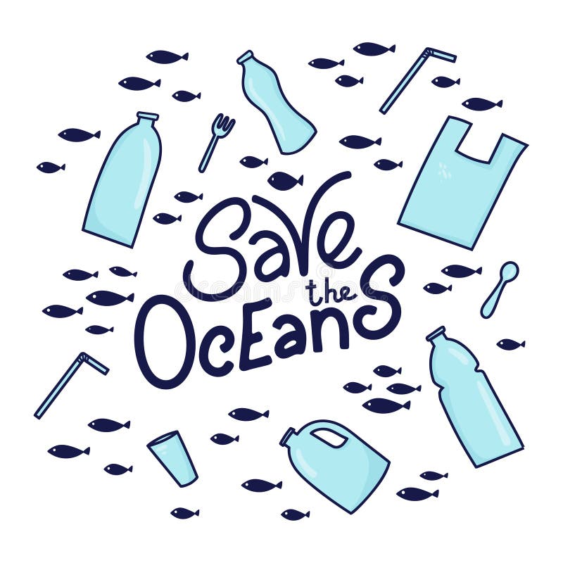 Save the Oceans stock vector. Illustration of motivational - 161315570