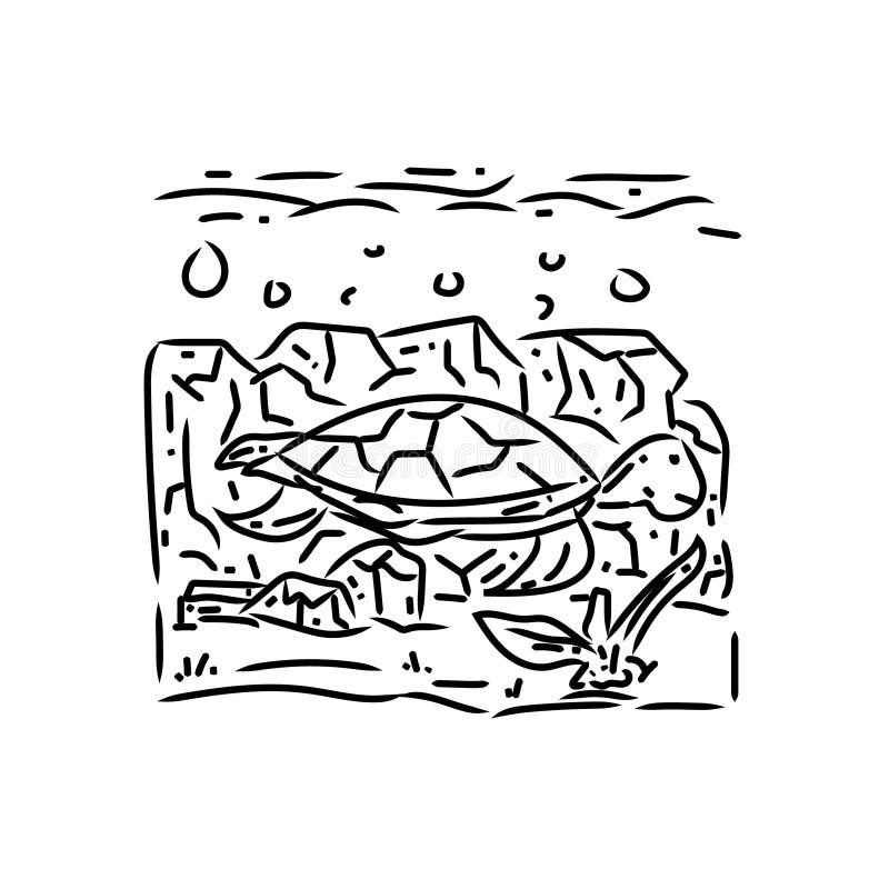 Save Ocean Monoline Design Illustration Vector Stock Illustration ...