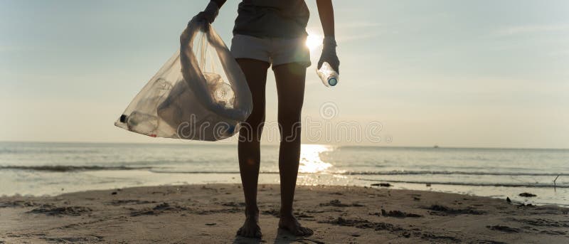 Save Ocean. Volunteer Pick Up Trash Garbage at the Beach and Plastic ...