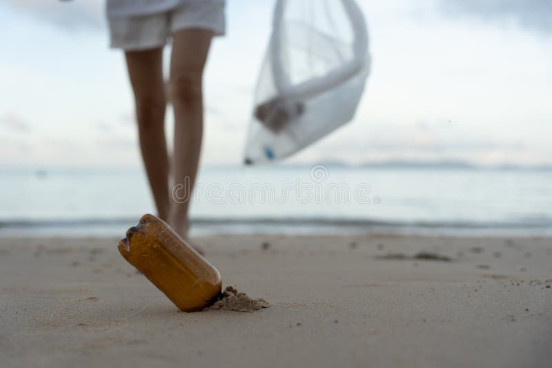 Save Ocean. Volunteer Pick Up Trash Garbage at the Beach and Plastic ...