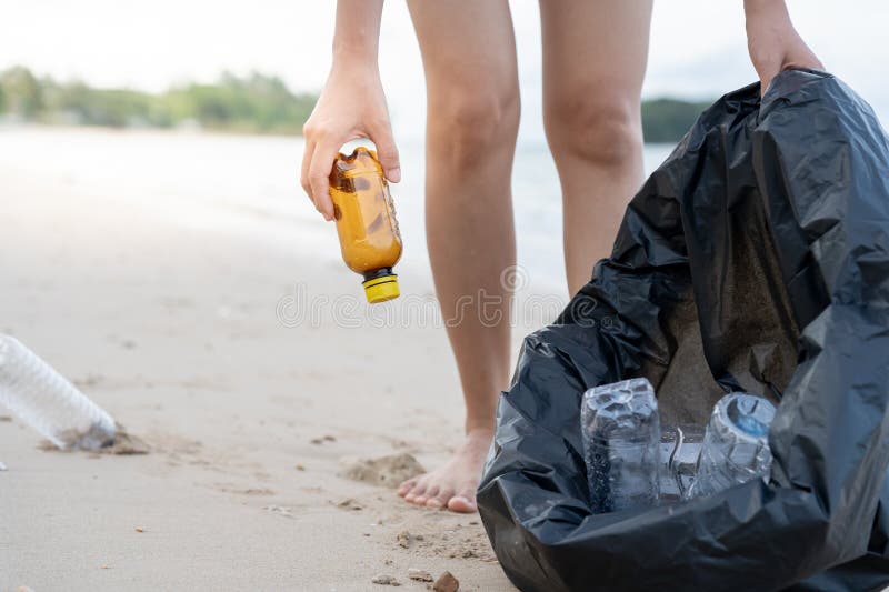 Save Ocean. Volunteer Pick Up Trash Garbage at the Beach and Plastic ...