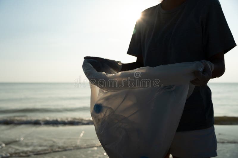 Save Ocean. Volunteer Pick Up Trash Garbage at the Beach and Plastic ...