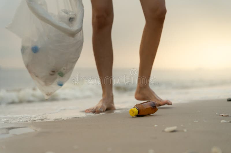 Save Ocean. Volunteer Pick Up Trash Garbage at the Beach and Plastic ...