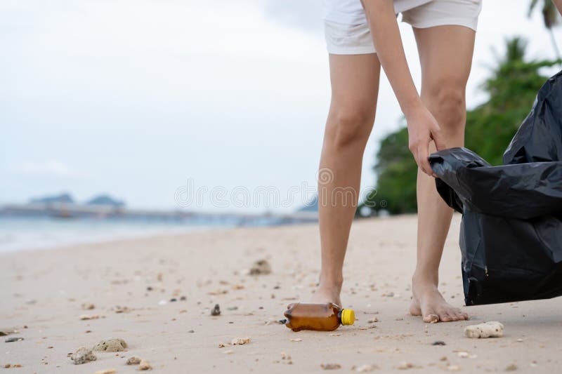 Save Ocean. Volunteer Pick Up Trash Garbage at the Beach and Plastic ...