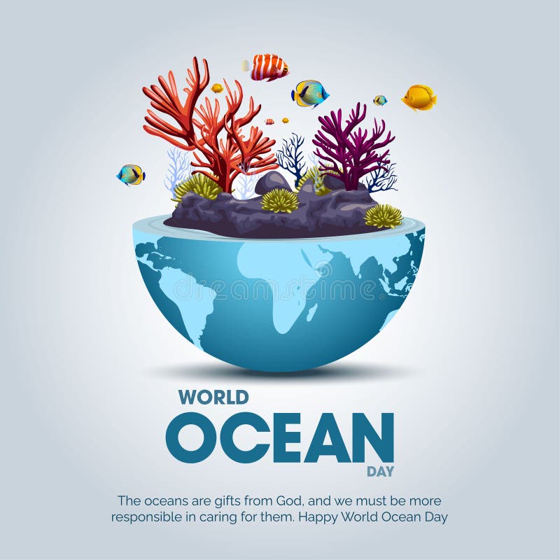 Save Our Oceans. World Oceans Day Design with Globe Stock Vector ...