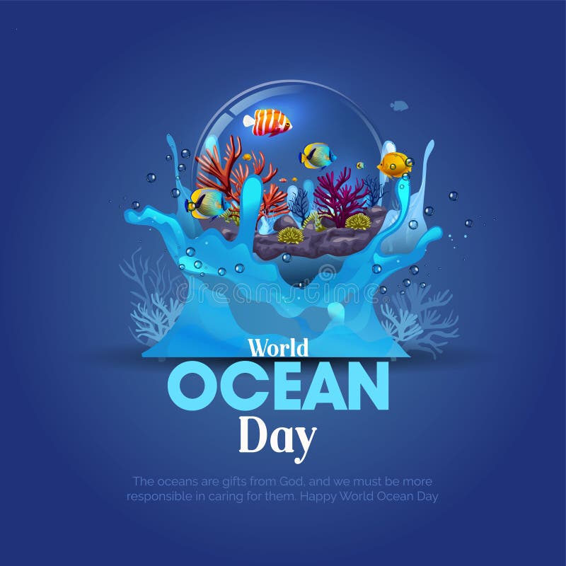 Save Our Oceans. World Oceans Day Design with Globe Stock Vector ...