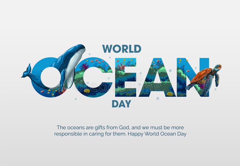 Save Our Oceans. World Oceans Day Design with Letter Stock Vector ...