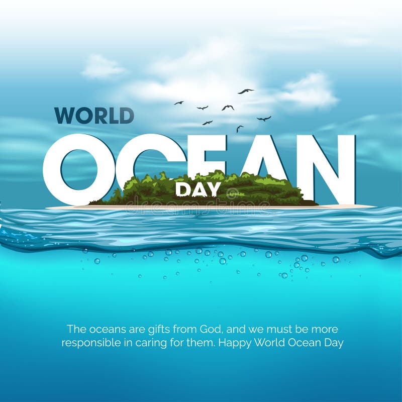 Save Our Oceans World Oceans Day Design With Letter Stock Vector