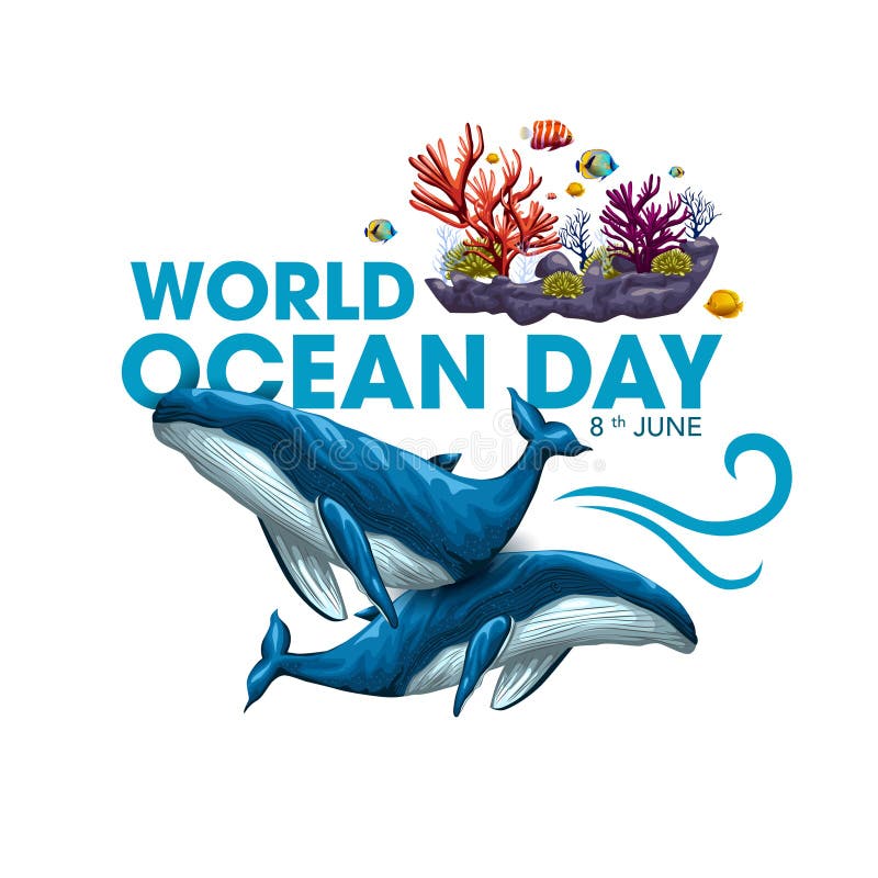 Save Our Oceans World Oceans Day Design With Whale Stock Vector