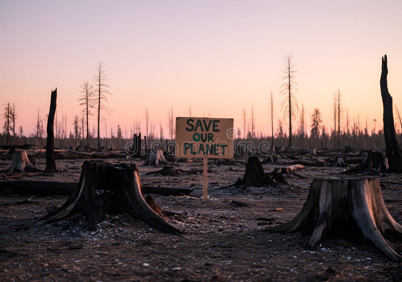 Save Our Planet Wallpaper: Deforestation, Climate Change Awareness Stock Illustration ...