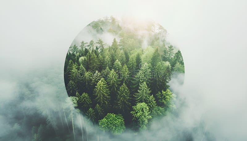 Save the Planet. Aerial View of Coniferous Forest and Planet Earth ...