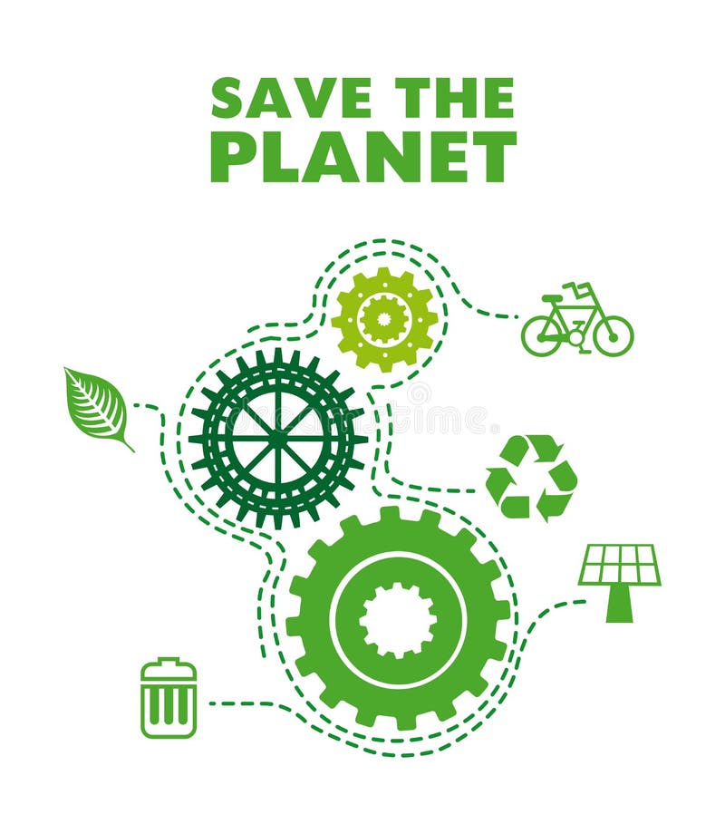 Save the planet stock illustration. Illustration of green - 33598787