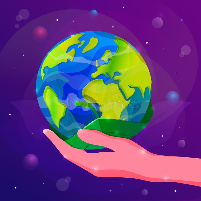 Save the Planet Earth Concept Vector Illustration. Planet Earth on a ...