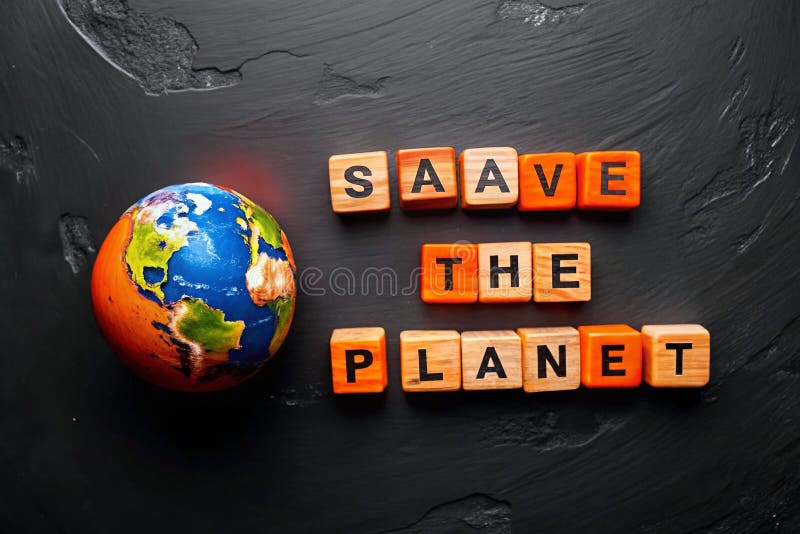 Save the Planet Earth Message on Dark Surface Stock Illustration ...