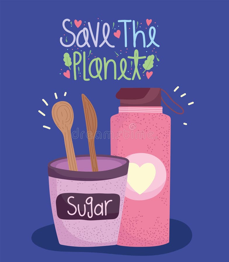 Save the Planet Eco Containers Stock Vector - Illustration of plant ...
