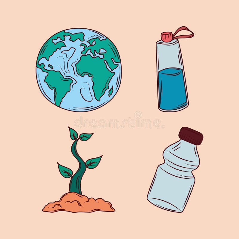 Save the planet set stock vector. Illustration of bottle - 222921342